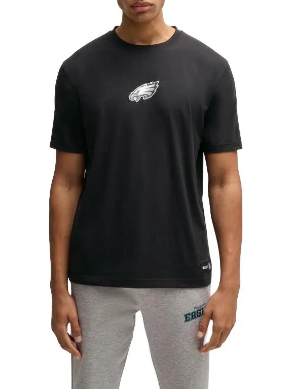 BOSS X Nfl Stretch Cotton Graphic T-shirt - Philadelphia Eagles - Black
