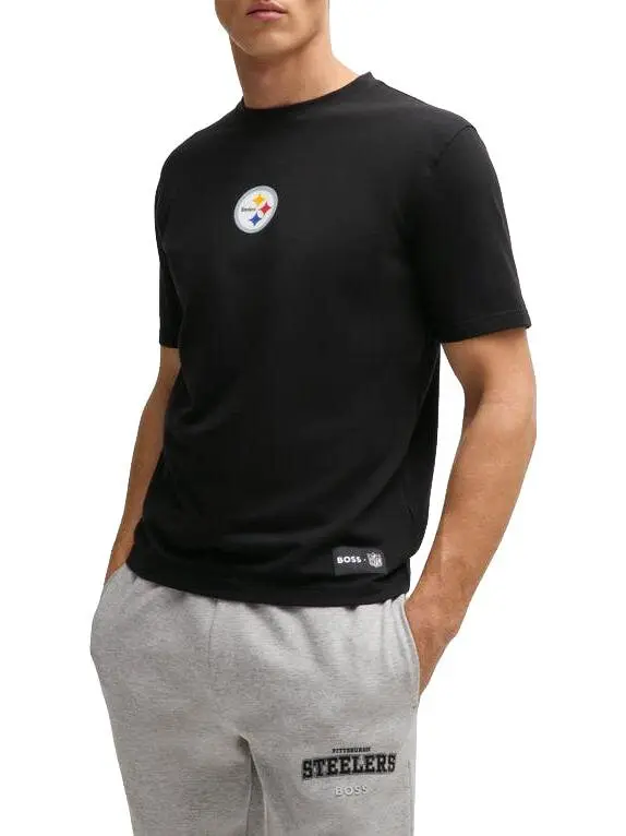 BOSS X Nfl Stretch Cotton Graphic T-shirt - Pittsburgh Steelers - Black
