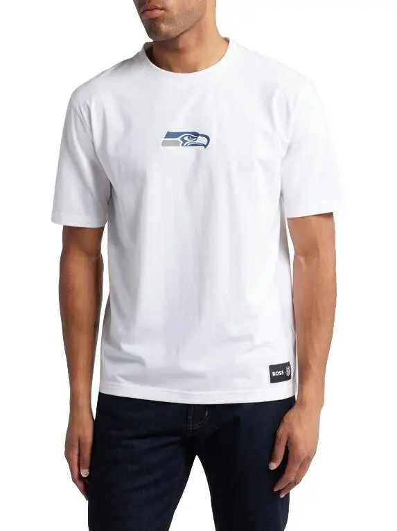 BOSS X Nfl Stretch Cotton Graphic T-shirt - Seattle Seahawks - White