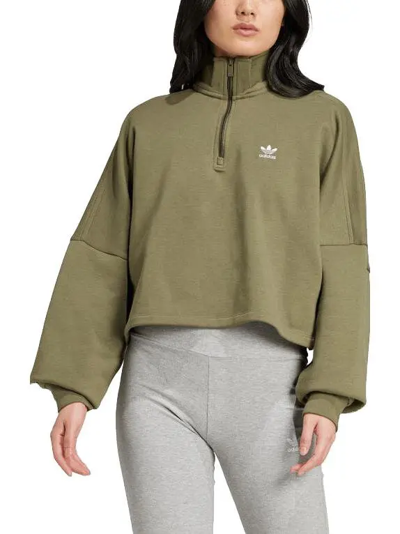 ADIDAS ORIGINALS Essentials Half Zip Sweatshirt - Olive Strata
