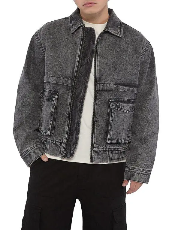 GUESS ORIGINALS Acid Wash Denim Jacket - Black