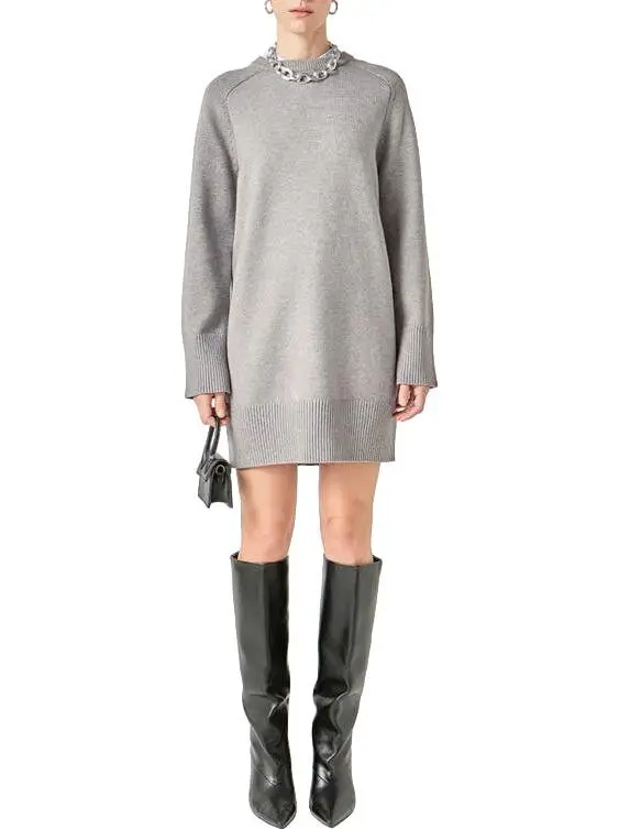 English Factory Crew Sweater Dress - Heather Grey