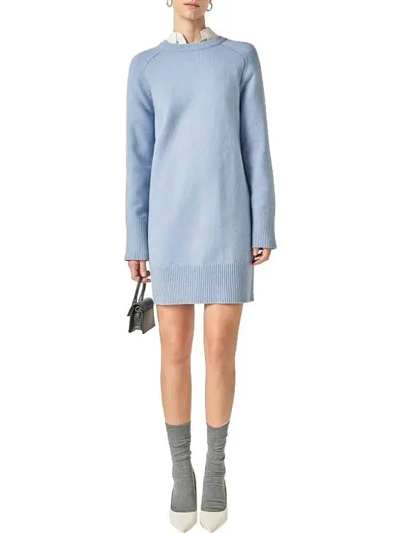 English Factory Crew Sweater Dress - Slate Blue
