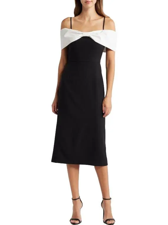 Julia Jordan Bow Colorblock Off-the-shoulder Dress - Black Ivory
