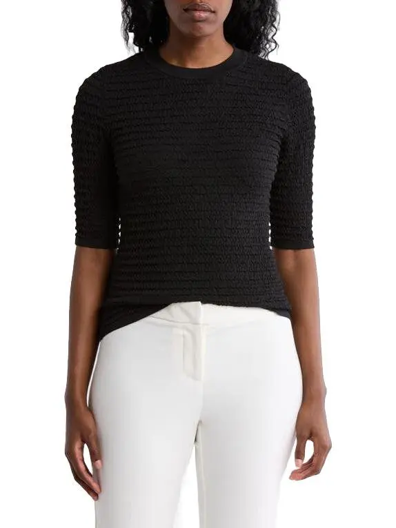 Dkny Textured Knit Top - Black