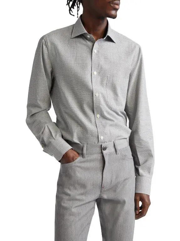 Isaia Cotton & Cashmere Button-up Shirt - Light Grey