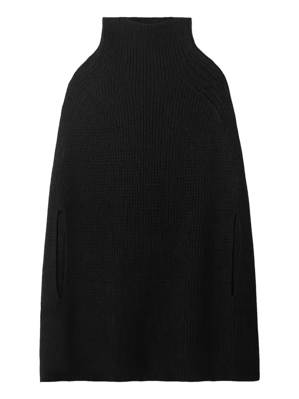 Sasuphi Marine Ribbed Cashmere Cape - Black