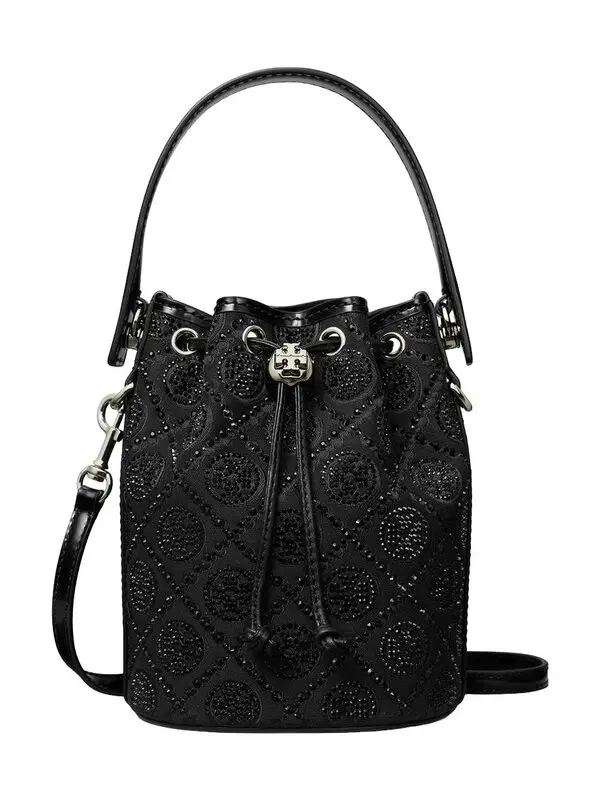 Tory Burch Mini T Monogram Bucket Bag - Black