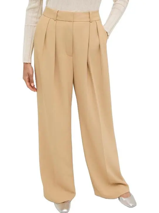 KENNETH COLE Pleated High-waist Wide-leg Trousers - Moonlight