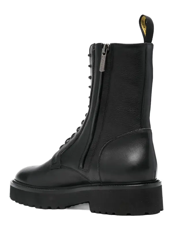 DOUCAL'S Leather Combat Boots - Black