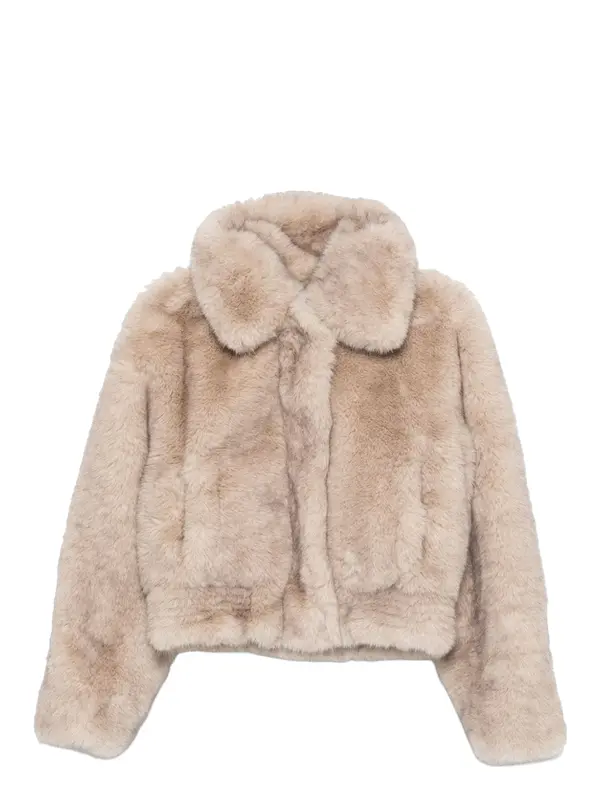 STAND STUDIO Lena Faux Fur Jacket - Neutrals