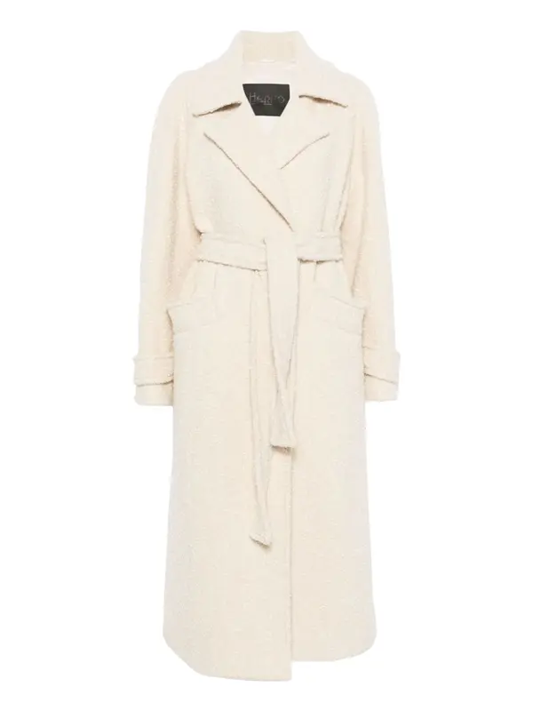 Herno Wool-blend Bouclé Coat - Neutrals