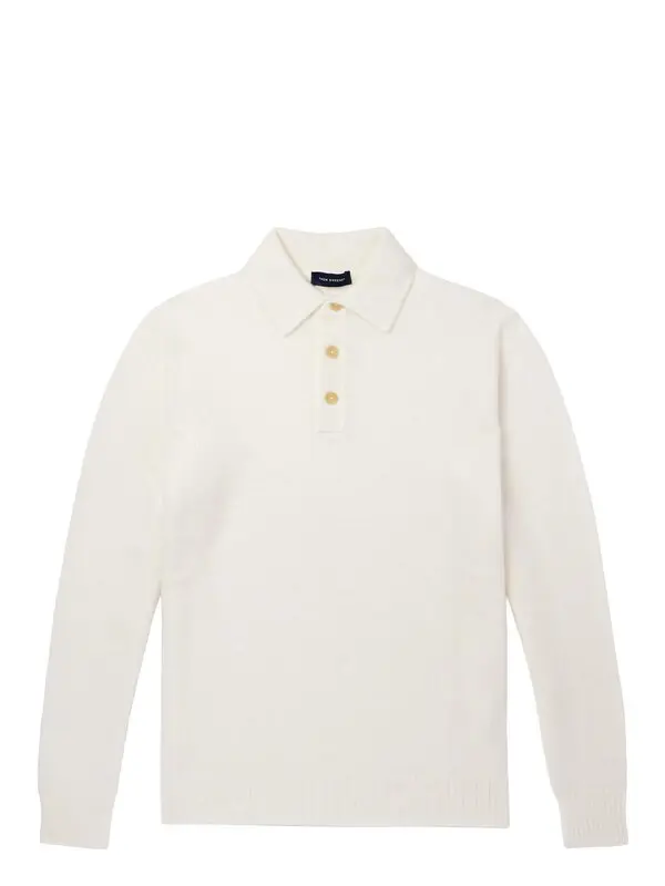Thom Sweeney Brushed Cashmere-blend Polo Shirt - Neutrals