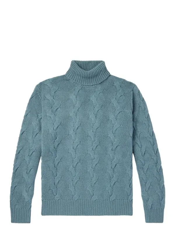 Thom Sweeney Cable-knit Cashmere Rollneck Sweater - Blue
