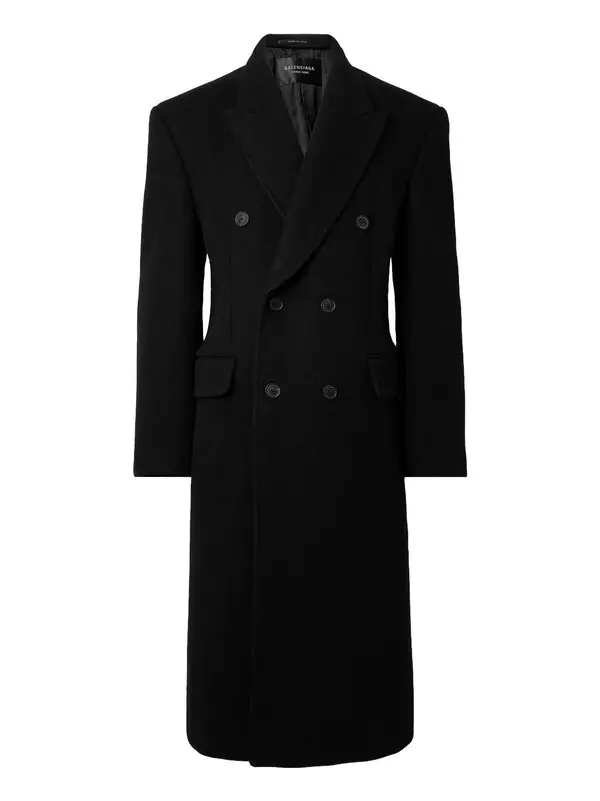 Balenciaga Oversized Double-breasted Cashmere And Wool-blend Felt Coat - Black