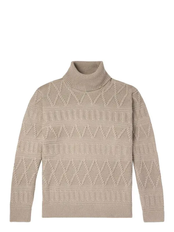 Zegna Jacquard-knit Wool Rollneck Sweater - Neutrals