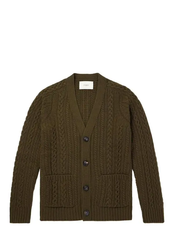 Purdey Cable-knit Cashmere Cardigan - Green