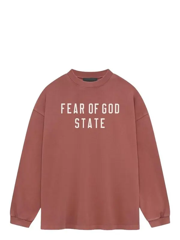 Fear Of God Essentials Heavy Longsleeve Tee Shirt - Crimson