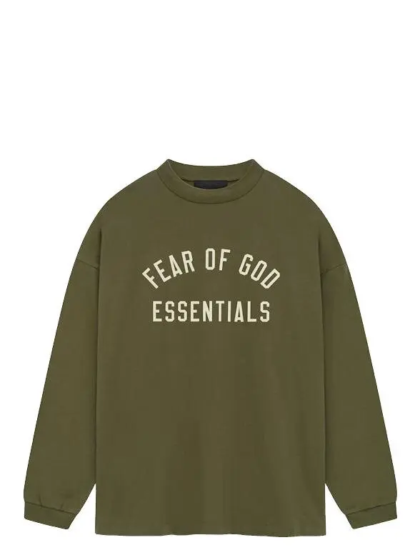 Fear Of God Essentials Jersey Long Sleeve Tee Shirt - Military