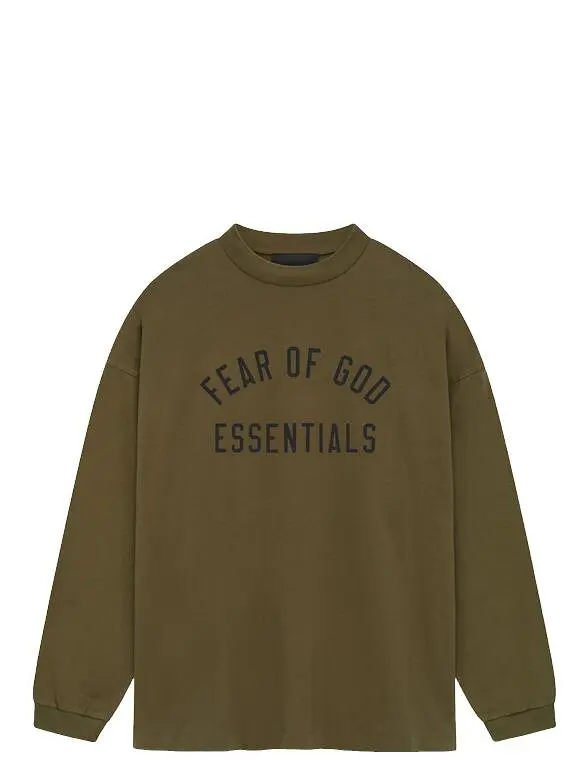 Fear Of God Essentials Jersey Long Sleeve Tee Shirt - Olive