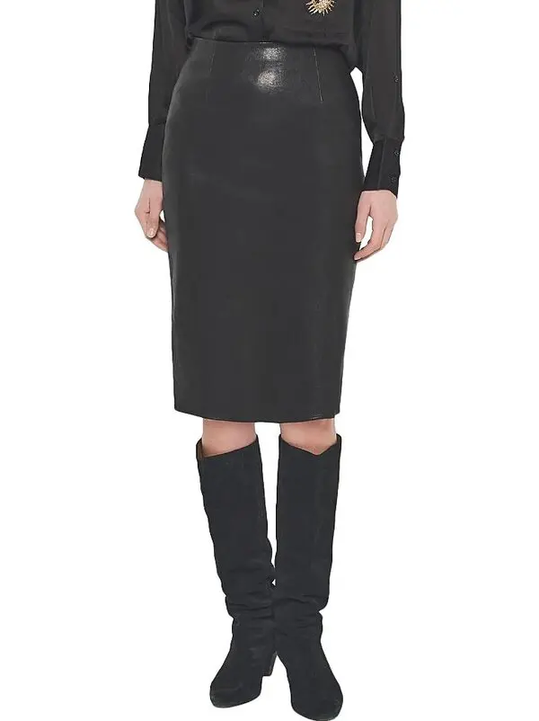 AS By DF Claude Stretch Leather Pencil Skirt - Black