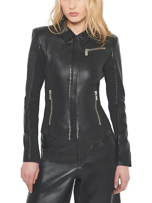 AS By DF Upcycled Fitted Leather Jacket - Black