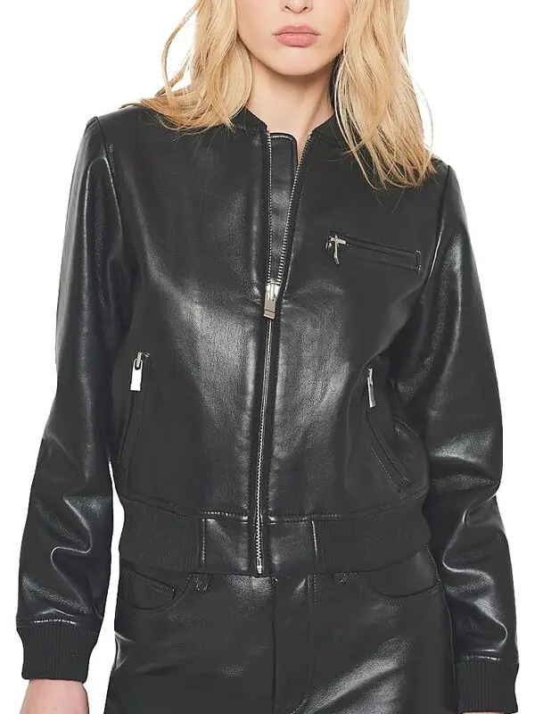 AS By DF Dixie Recycled Leather Bomber Jacket - Black