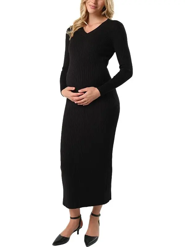 MARION Maxi Maternity & Nursing Sweater Dress - Black