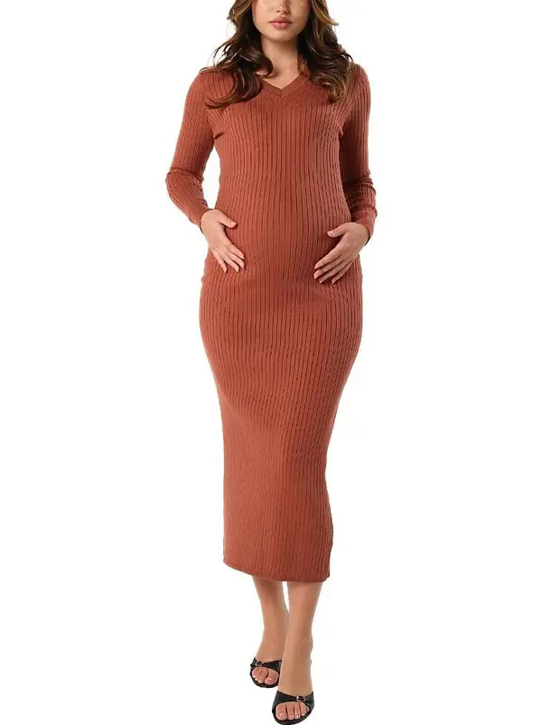 MARION Maxi Maternity & Nursing Sweater Dress - Copper