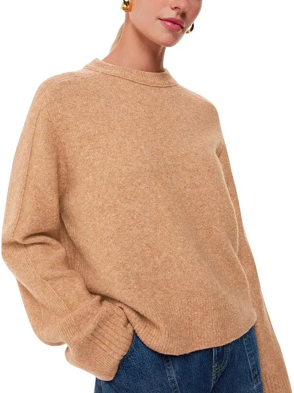 Whistles Alana Wool Blend Crewneck Sweater - Camel