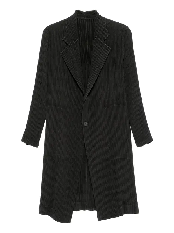 Issey Miyake Hatching Pleats Coat - Black