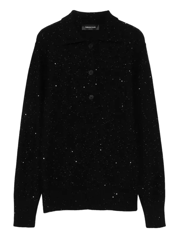 Fabiana Filippi Sequin-embellished Polo Sweater - Black