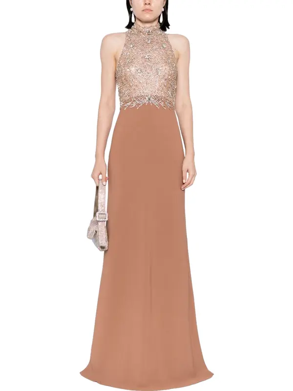 Jenny Packham Orion Crystal-embellished Gown - Brown