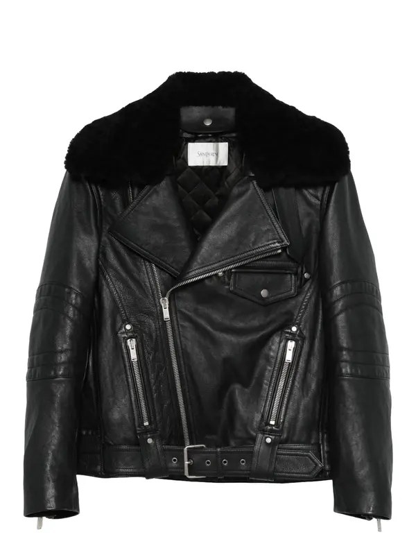 Saint Laurent Leather Biker Jacket - Black