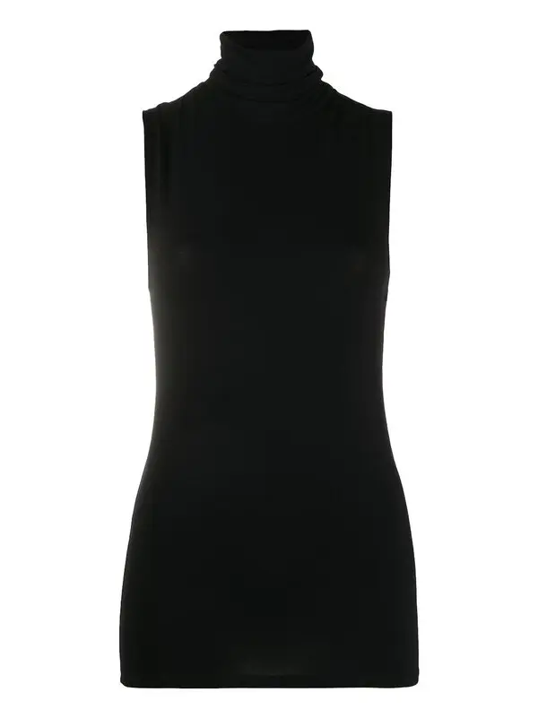 Majestic Filatures Roll-neck Sleeveless Top - Black