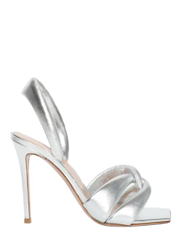 GIANVITO ROSSI 100mm Metallic Leather Sandals - Silver