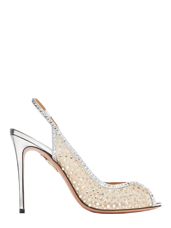 AQUAZZURA 105mm Crystal Lover Sandals - Neutrals