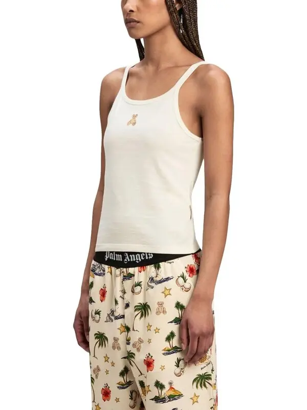 Palm Angels Bear Motif Tank Top - White