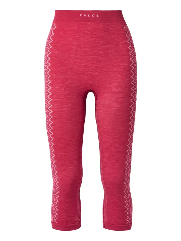 Falke Nordic Cropped Jacquard-knit Wool-blend Leggings - Red