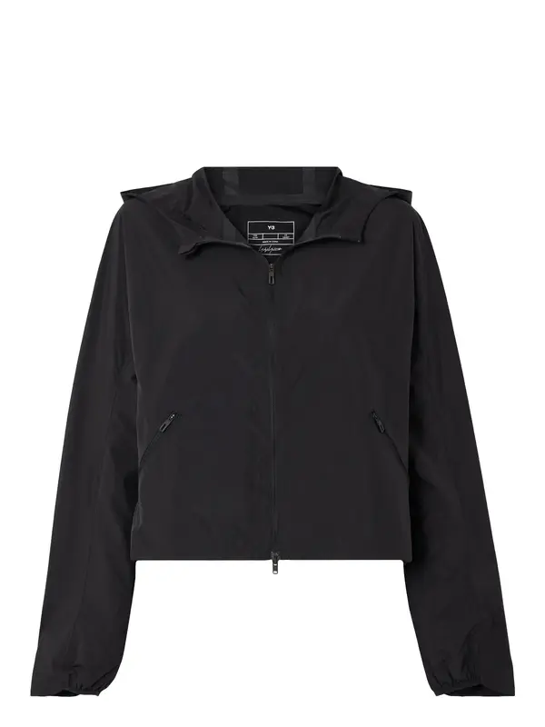 ADIDAS ORIGINALS Y-3 Cropped Printed Shell Hooded Jacket - Black