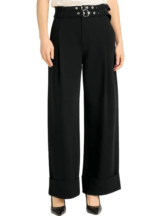 Cinq À Sept Cortina Belted Wide Leg Pants - Black