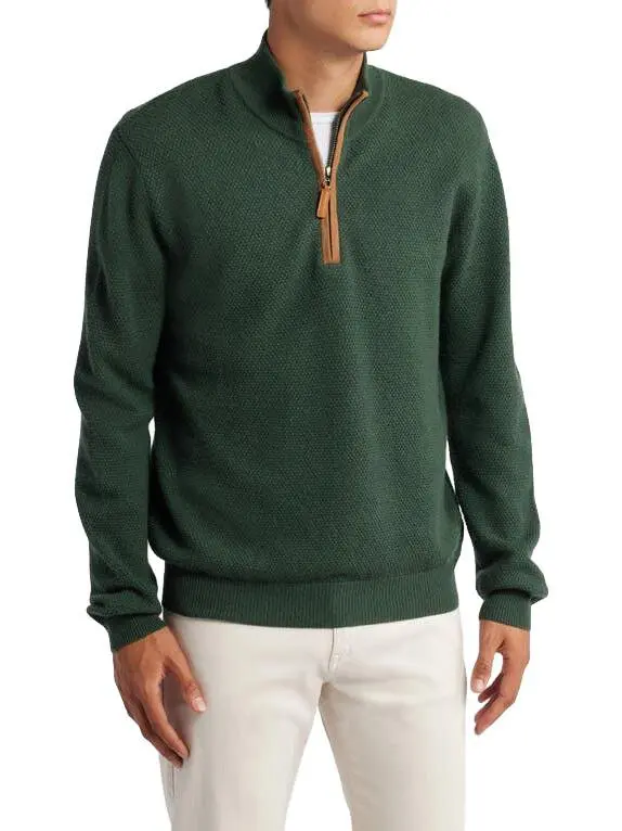 Lorenzo Uomo Merino Wool & Cashmere Quarter Zip Sweater - Juniper