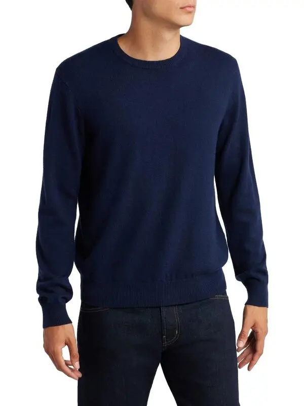 Lorenzo Uomo Merino Wool And Cashmere Crewneck Sweater - Midnight