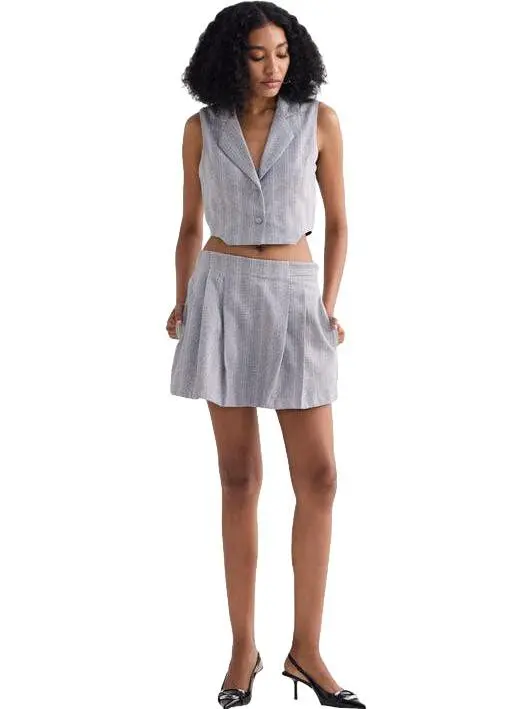 REISTOR Cropped Cotton Tweed Vest - Steel Breeze