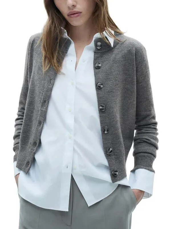 Mango Crewneck Cardigan - Dark Heather Grey