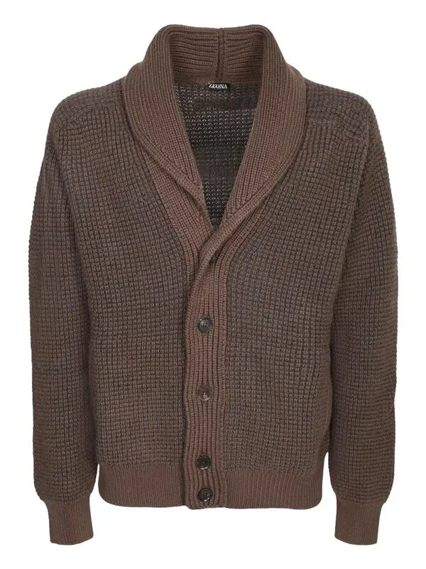 Zegna Chunky Knit Cardigan - Brown