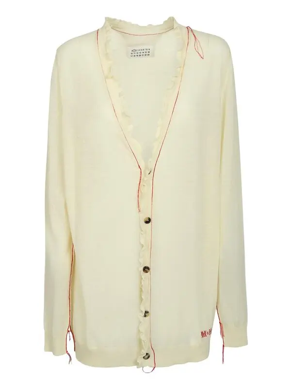 MAISON MARGIELA Logo-embroidered Cardigan - Beige