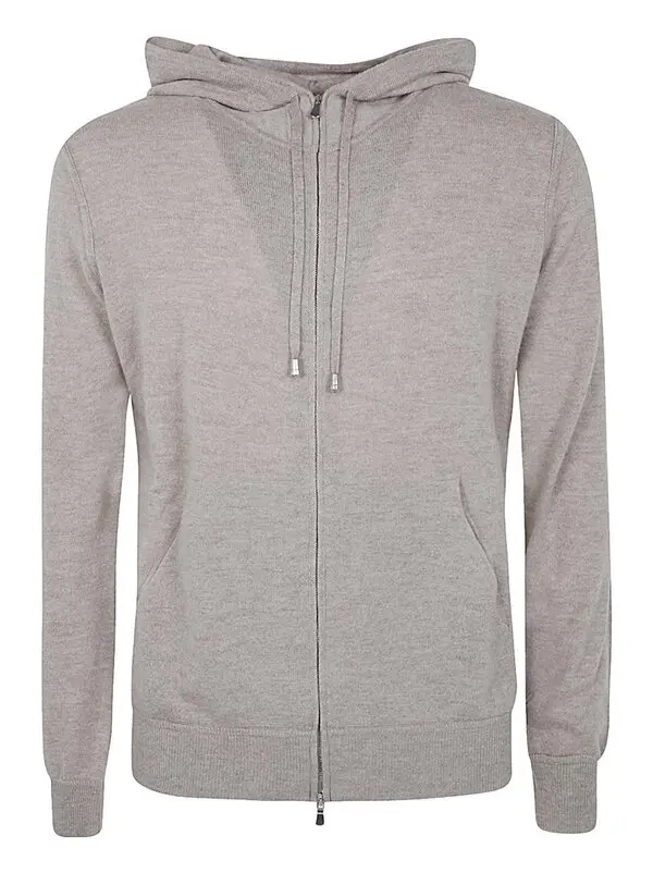 FILIPPO DE LAURENTIIS Long Sleeve Full Zip Hoodie - Beige