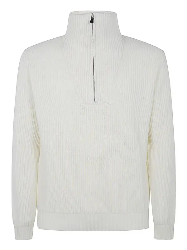FILIPPO DE LAURENTIIS Long Sleeve Half Zip Pullover - White