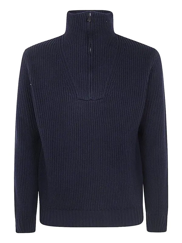FILIPPO DE LAURENTIIS Long Sleeve Half Zip Pullover - Blue